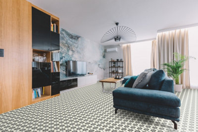 Baroque Rubens Victorian Tile Vinyl by Remland (Rubens Grey, 4m x 4m)