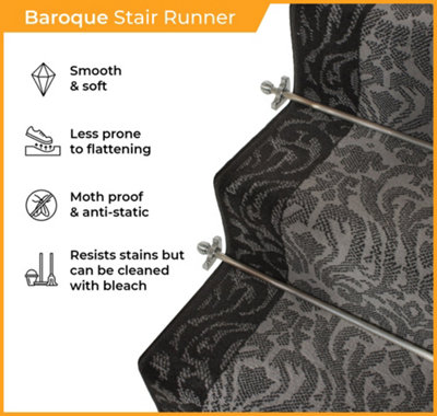 Baroque Stair Runner - Soft & Durable Carpet Runner for Stairs ...