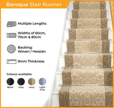 Baroque Stair Runner - Soft & Durable Carpet Runner for Stairs ...