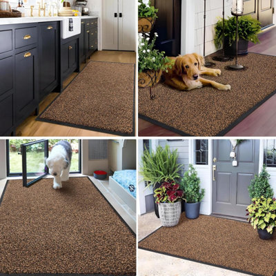 Barrier Mat 60 x 80 cm Brown Dirt Trapper Mat Door Mat Non Slip Indoor ...