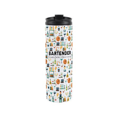 Bartender Travel Mug - Novelty Hospitality & Bar Staff Gift - Stainless ...