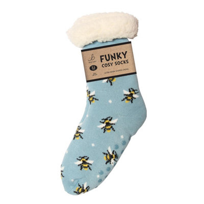 Bartleby Funky Cosy Sherpa Slipper Socks 3.1 TOG UK 4-8 -Bees