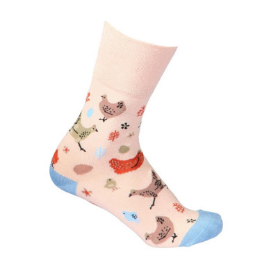 Bartleby Womens Bamboo Comfort Top Socks Farm Chicken UK 4- 8