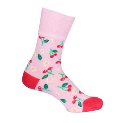 Bartleby Womens Bamboo Comfort Top Socks Floral Cherries UK 4- 8