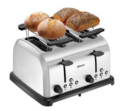Bartscher Brushed Stainless Steel 4 Slot Semi Commercial Toaster