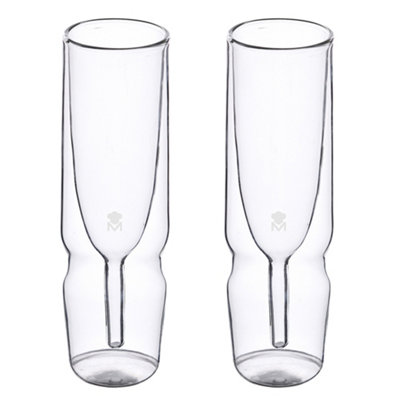 Barware Mixology Double Walled Borosilicate Flute Glass 190ml Set of 2 Clear | DIY at B&Q