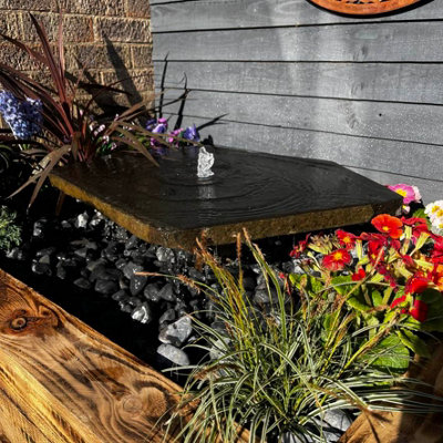 Basalt Babbling Plinth 70cm Natural Stone Solar Water Feature | DIY at B&Q