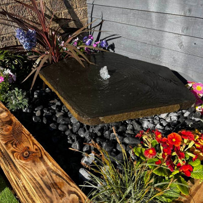 Basalt Babbling Plinth 70cm Natural Stone Solar Water Feature