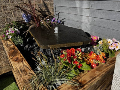 Basalt Babbling Plinth 70cm Natural Stone Solar Water Feature