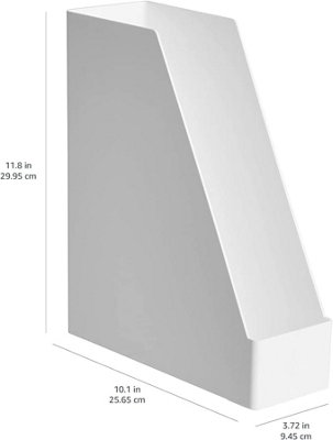 Basic Rectangular Plastic Desk Organizer Magazine Rack White 2 Pack for ...