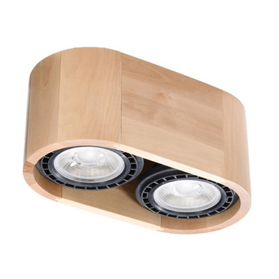 Basic Wood Natural 2 Light Classic Ceiling Light