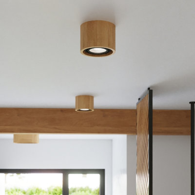 Basic Wood Natural 2 Light Classic Ceiling Light