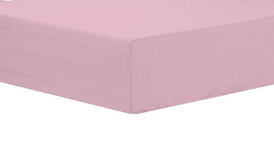 Basics Fitted Sheet in Pink - Three Quarter