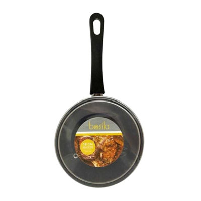 Basiks Carbon Steel Saucepan And Lid Black (18cm)