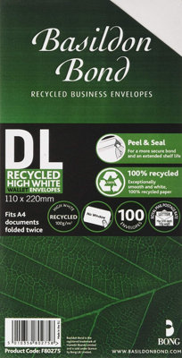 Basildon Bond Envelopes DL White wrapped Pk100