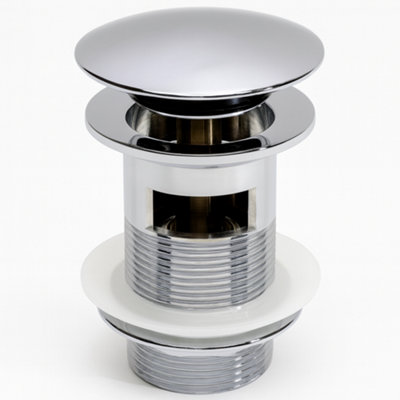 Basin Click Clack Waste Round Chrome Plated Brass Push Button Pop Up ...