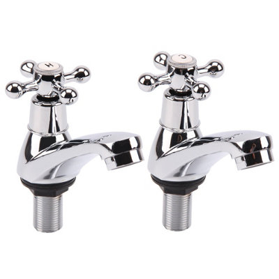 Basin Pillar Taps Victorian Bathroom Sink Taps for Basin Chromed Brass ...