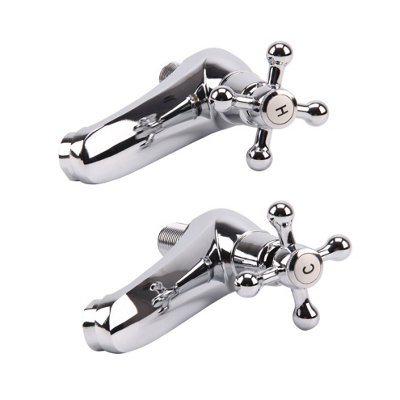 Basin Pillar Taps Victorian Bathroom Sink Taps for Basin Chromed Brass ...