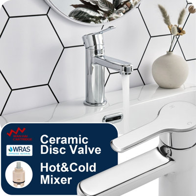 Basin Taps Mixer Modern Monobloc Single Lever Chrome Solid Brass Nordic ...