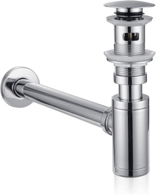 Basin Waste Sink Bottle Trap Set, G1 1/4 Chrome Pop Up Sink Waste ...