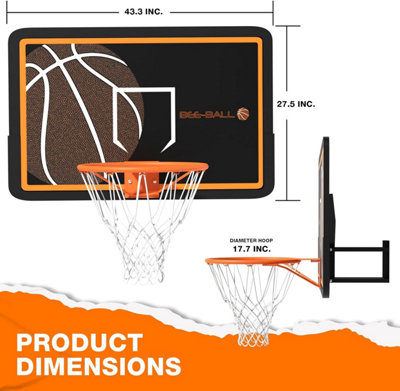 Basketball Backboard and Flex Ring - Bee-Ball ZY-020 - Wall Mount ...