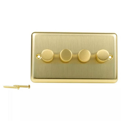 Bass Gold - Volex Crabtree 4-Gang Dimmer Light Switch - Angled Style