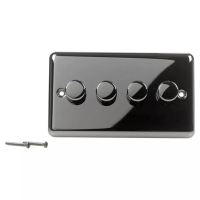 Bass Gold - Volex Crabtree 4-Gang Dimmer Light Switch - Angled Style