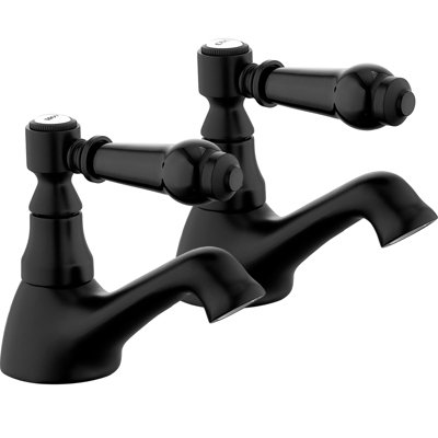 Bath Pillar Taps Pair Twin Tub Taps Traditional Two Holes Chrome Hot ...