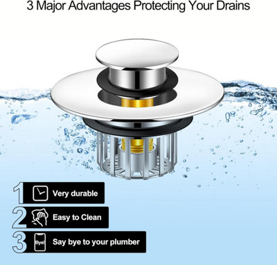 Bath plug Shower drain connector Pop-up waste with strainer