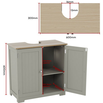 Bath Vida Priano Grey 2 Door Under Sink Bathroom Cabinet Freestanding ...