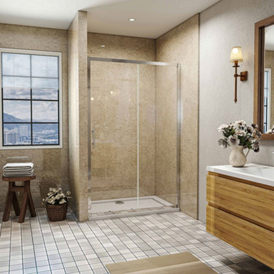 Bathroom 1000x1850mm Sliding Shower Door Safety Glass Screen