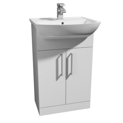 Bathroom 550mm Vanity Unit with Basin - White - (Innocent) Brassware ...