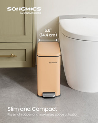 Bathroom Bin, 1.3 Gallon (5 L) Small Bin with Lid, Pedal Toilet Bin ...