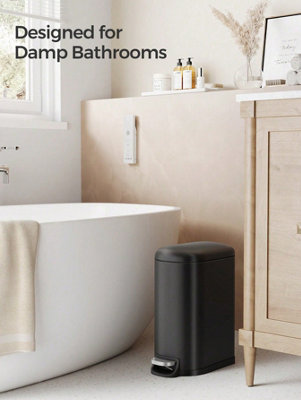 BATHROOM BIN, 10L SMALL BIN WITH LID, PEDAL TOILET BIN, SLIM FOR SMALL ...