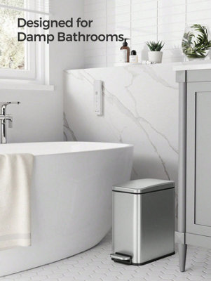 Bathroom Bin, 10L Small Bin With Lid, Pedal Toilet Bin, Slim For Small ...