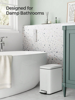 Bathroom Bin, 10L Small Bin With Lid, Pedal Toilet Bin, Slim For Small ...