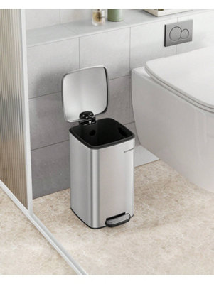 BATHROOM BIN, 8L SMALL BIN, PEDAL TOILET BIN FOR SMALL SPACES, SOFT ...