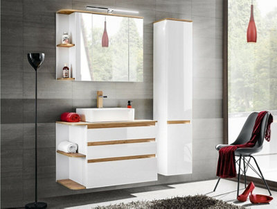 Bathroom Cabinets Furniture Set with Countertop Vanity Sink Unit Wall ...