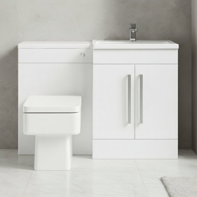 Bathroom Combination Vanity Sink and WC Unit With Square Design Toilet ...