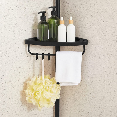 Bathroom Corner Shelf Adjustable Black Telescopic Shower Caddy Storage ...