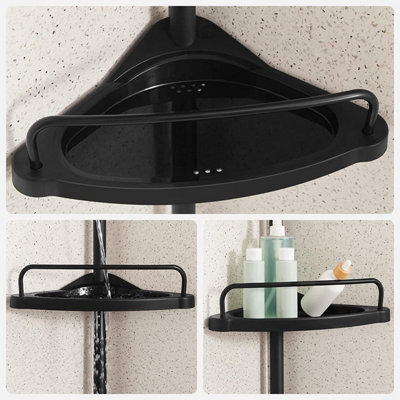 Bathroom Corner Shelf Adjustable Black Telescopic Shower Caddy Storage ...