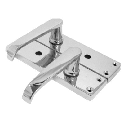 Bathroom Door Handle Set - Chrome Straight Lever Victorian Handles