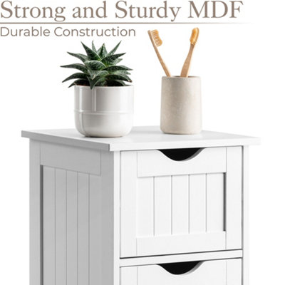 Bathroom Drawer Cabinet White Wood Storage Unit With 4 Deep Drawers ...