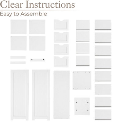 Bathroom Drawer Cabinet White Wood Storage Unit With 4 Deep Drawers ...