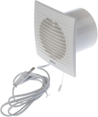 Bathroom Extractor Fan 100mm with Pull Cord Switch and Plug