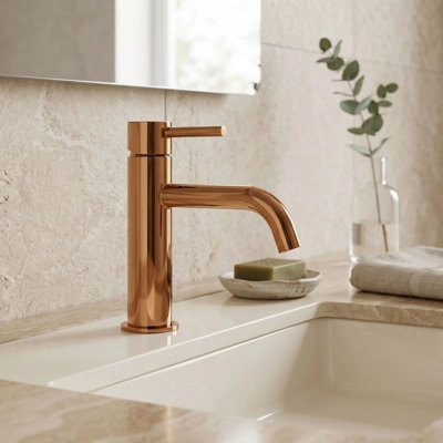 Bathroom Faucet Rea Lungo Copper Low