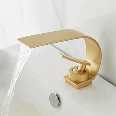 Bathroom Faucet Waterfall Sink Faucet Copper Body Design Hot and Cold ...