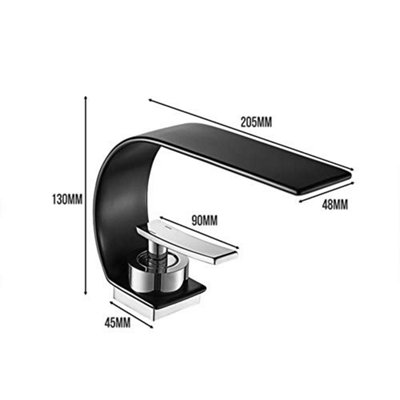 Bathroom Faucet Waterfall Sink Faucet Copper Body Design Hot and Cold ...