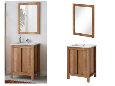 Bathroom Furniture Set: 600 Vanity Sink Freestanding Unit with Wall ...