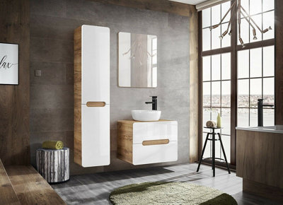 Bathroom Laundry Cabinet Pull Out Tilt Out Basket Tall Wall Hung Unit Linen Storage Hamper White